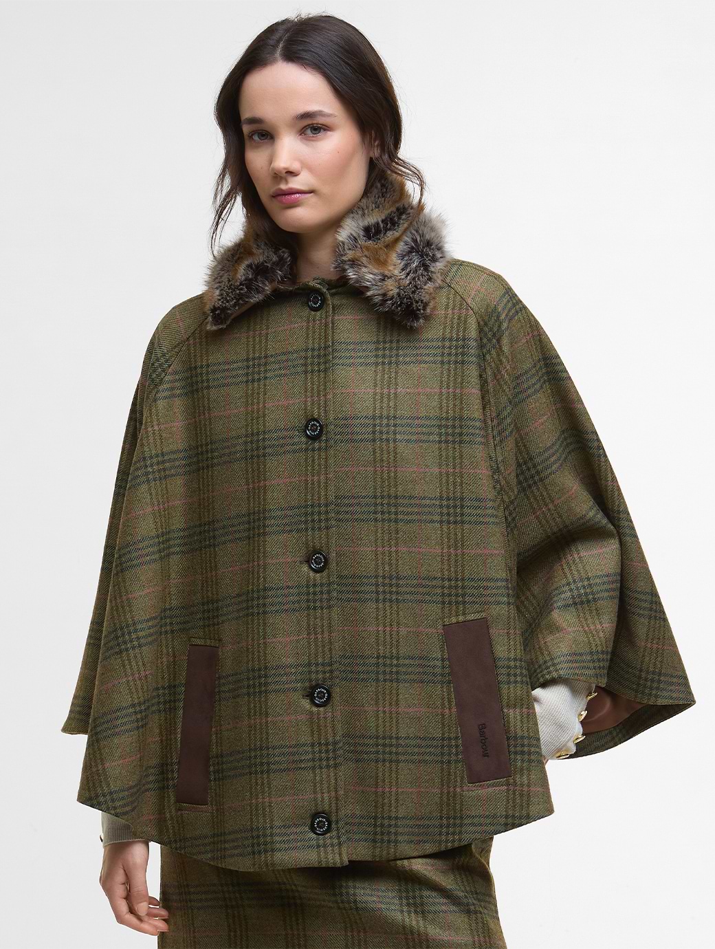 Barbour Women's Flax Lily Wool Cape Arabesque/Brown