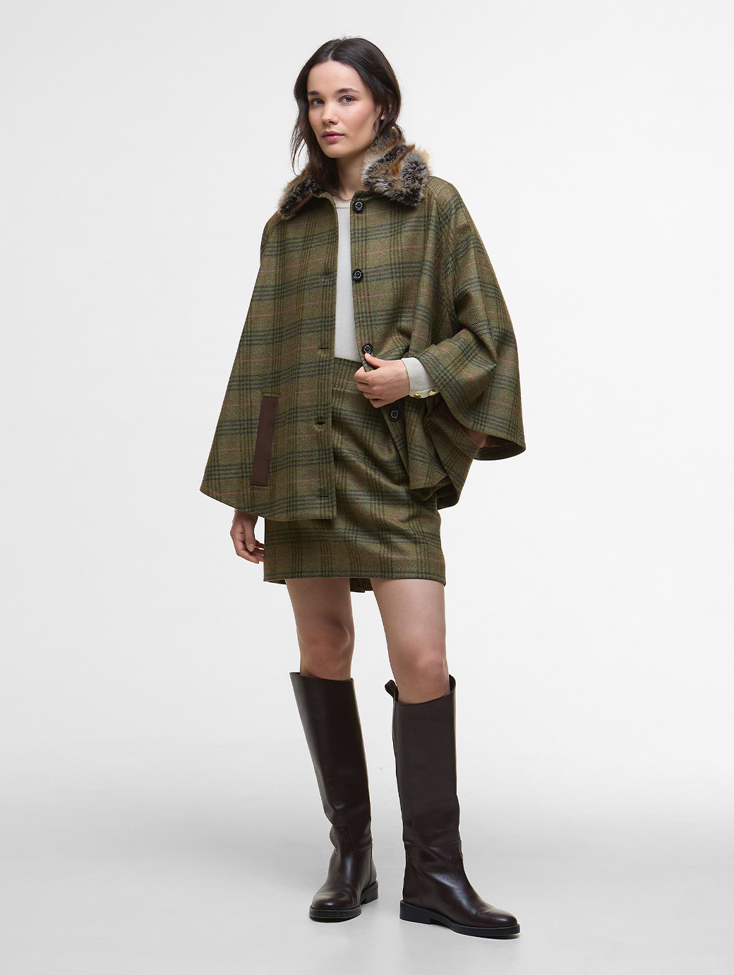 Barbour Women's Flax Lily Wool Cape Arabesque/Brown