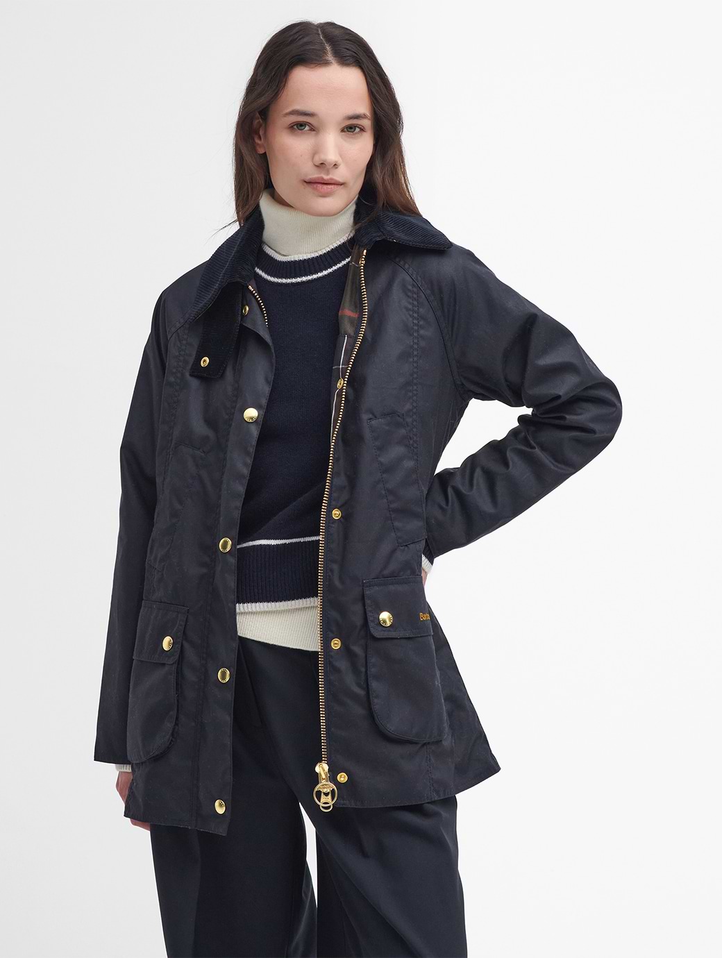 Barbour Women's Modern Beadnell Wax Jacket Navy/Classic