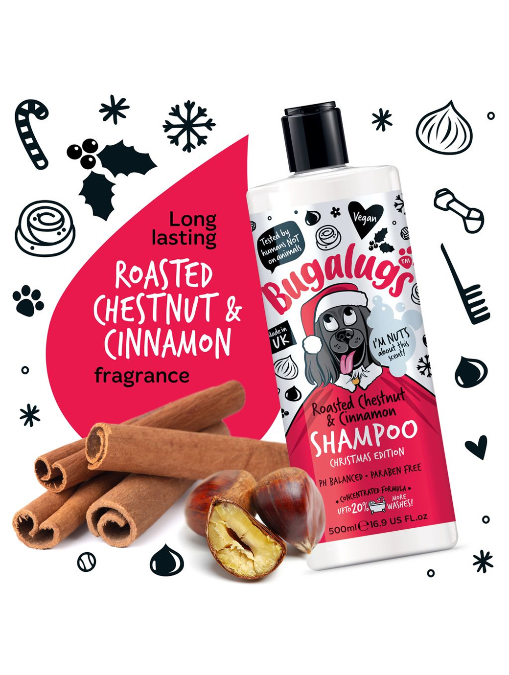 Bugalugs Roasted Chestnut & Cinnamon Shampoo 500ml