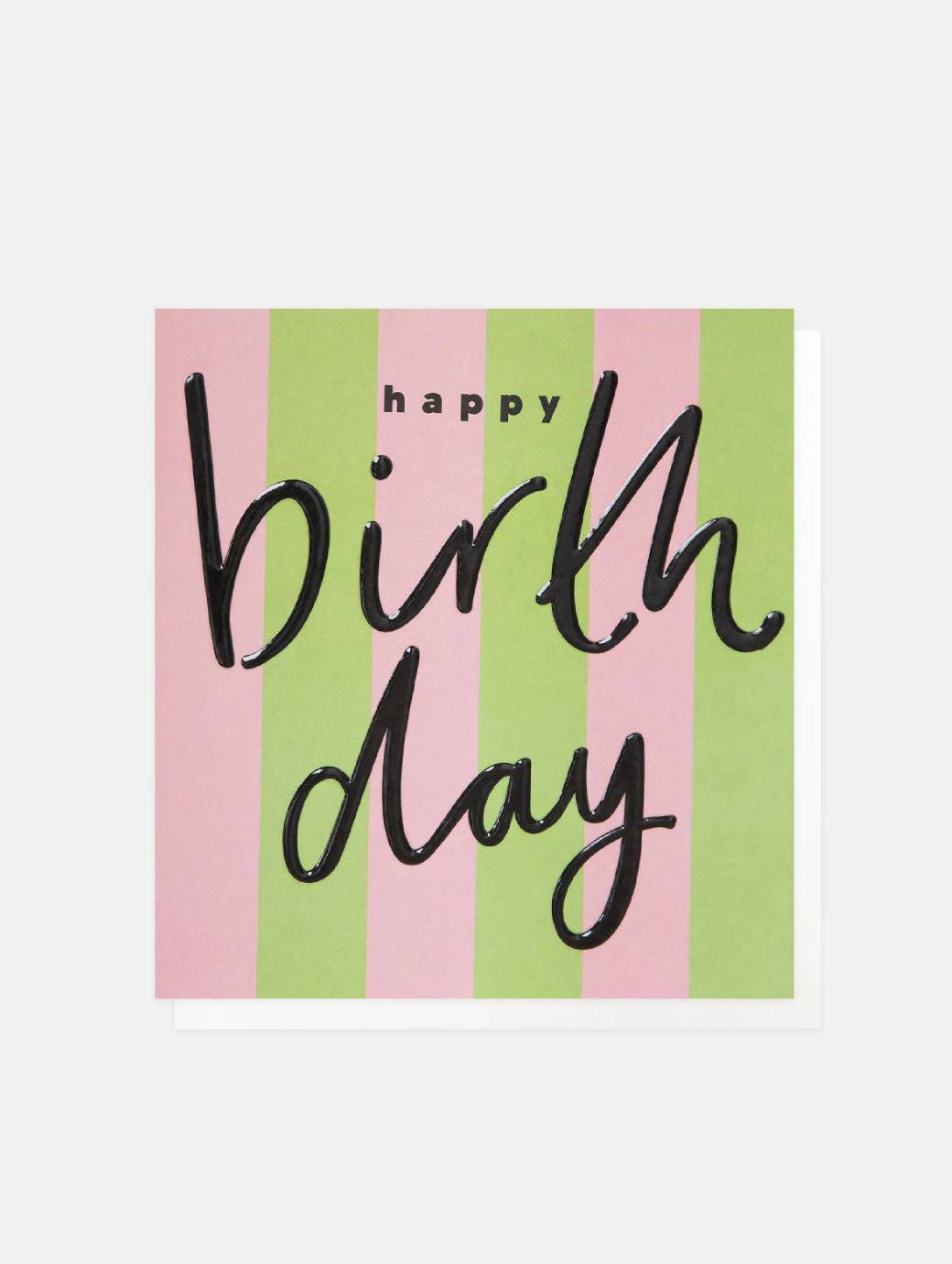 Caroline Gardner Green & Pink Stripe Happy Birthday Card