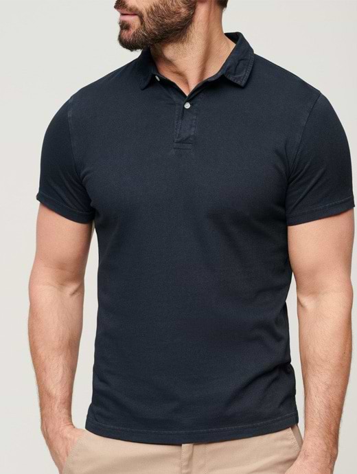 Superdry Men's Studios Jersey Polo Eclipse Navy
