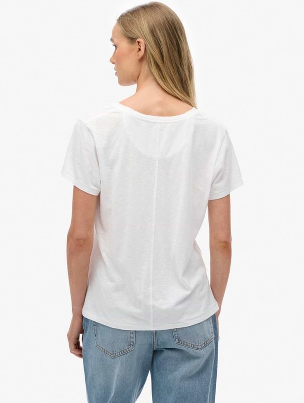 Superdry Women's Studios Slub Embroidered Vee Tee