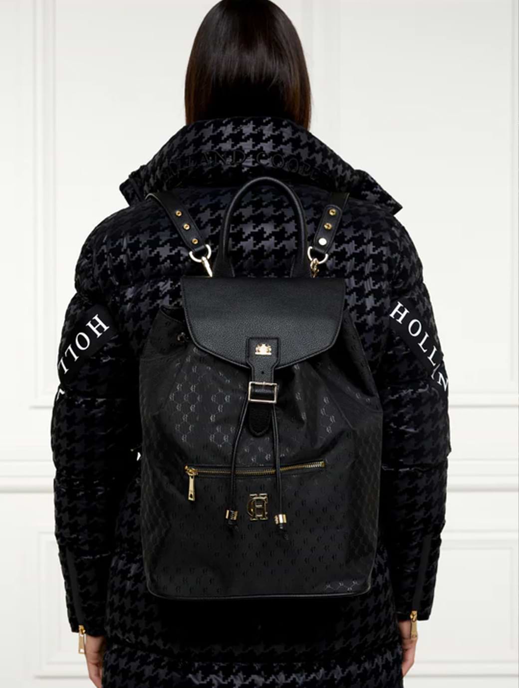 Holland Cooper Regency Backpack Black Monogram | Griggs Equestrian
