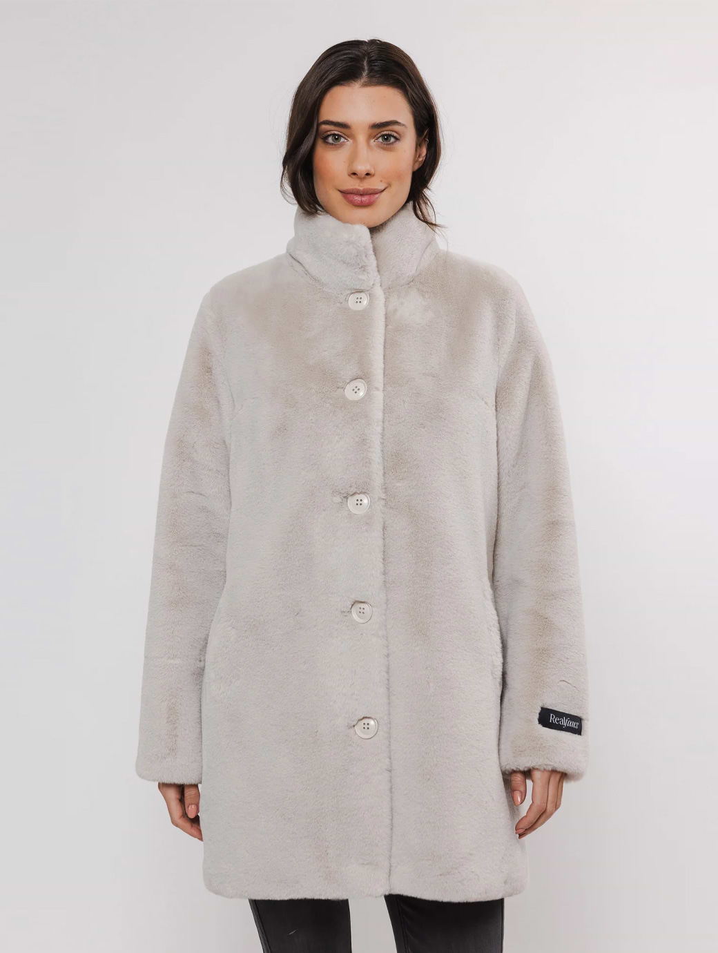Rino & Pelle Nonna Single Breasted Fake Fur Coat Birch