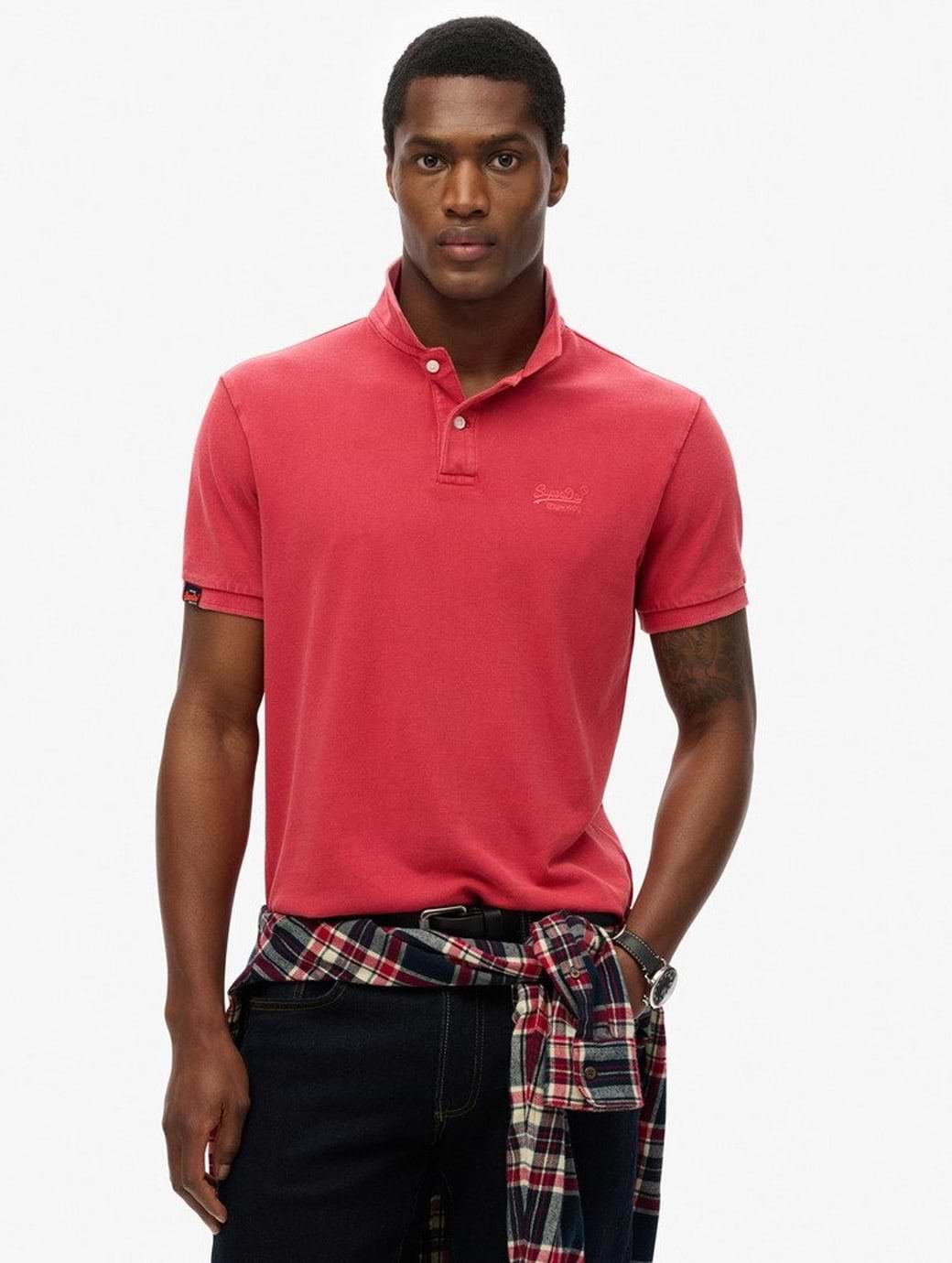 Superdry Men's Vintage Destroy Polo Cranberry Crush Red