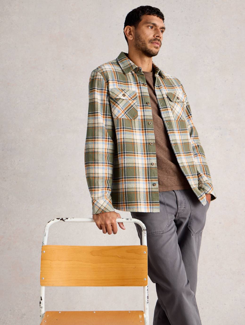 White Stuff Men's Darwen Check Shirt Green Multi