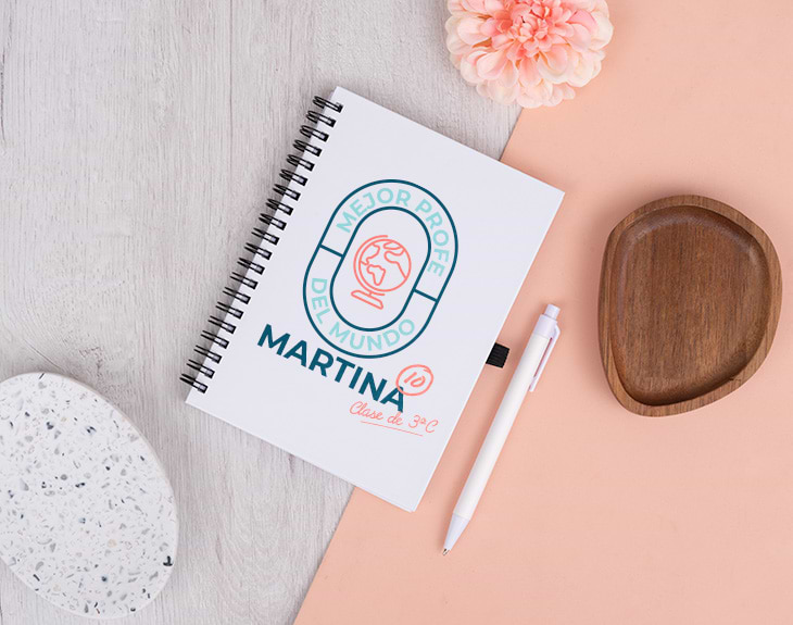 Cuaderno personalizado "Mejor profe del mundo" - Regalo Original