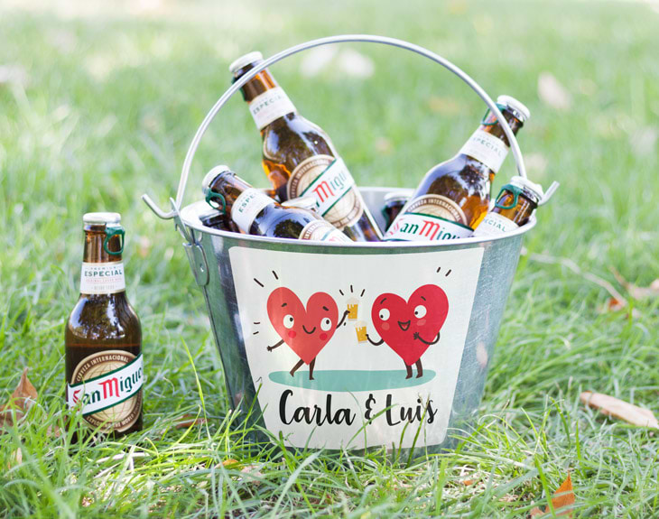 Customised metal beer bucket "Hearts Family" - Made in Gift
