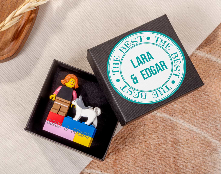 Minifiguras pareja Lego en caja personalizada - Regalo Original