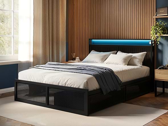 black frame double bed