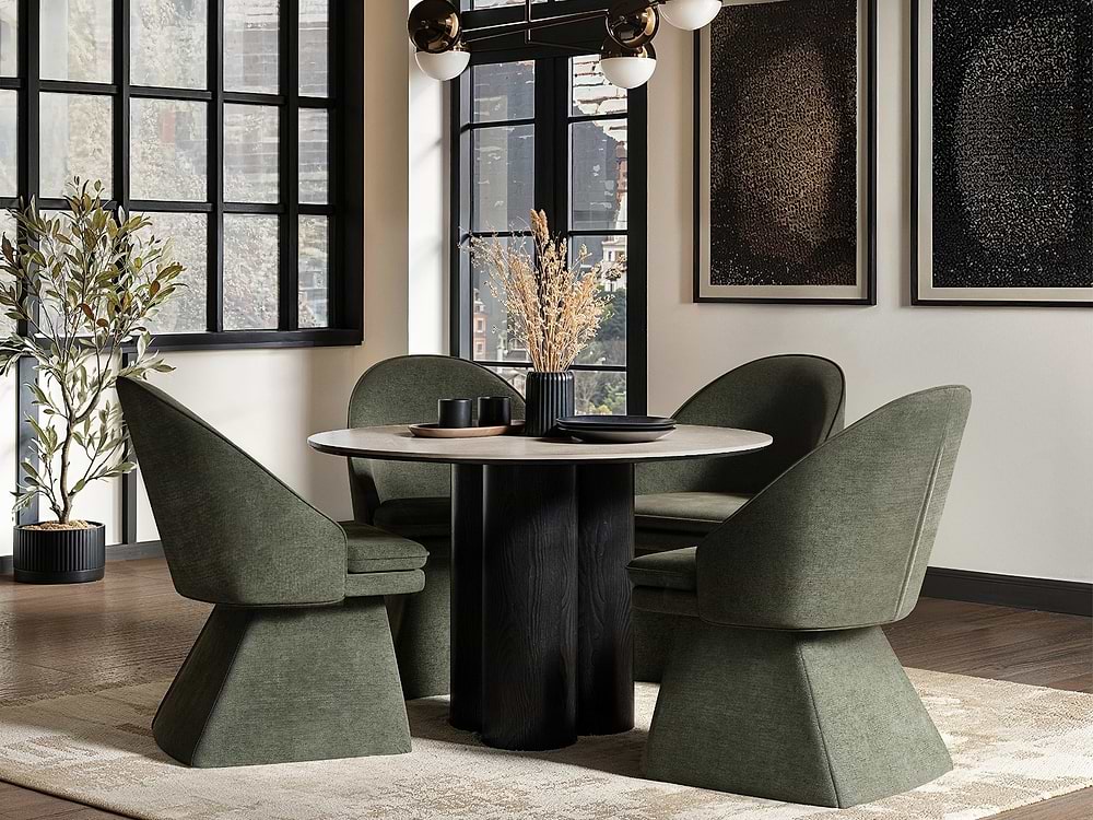 Solace+Co Deko Dining Table with Aiko Green Chairs Set | Bed