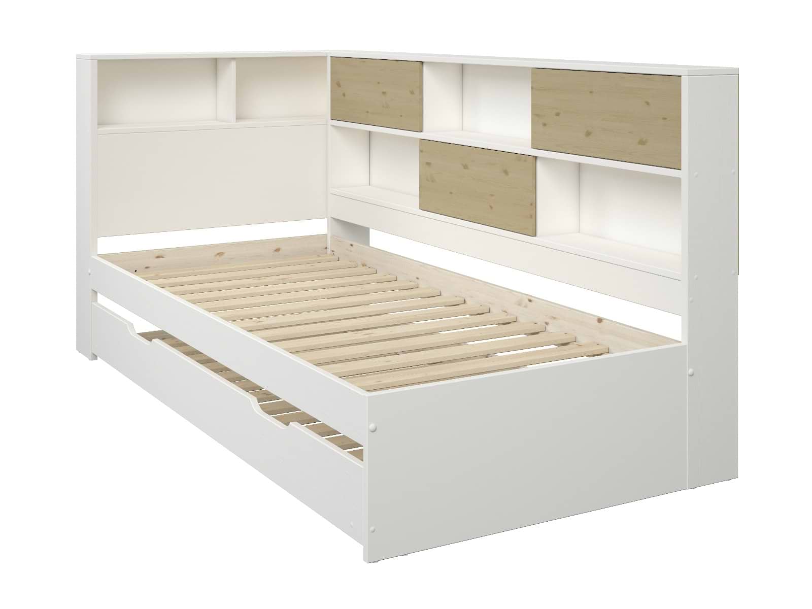 Noomi Jorgi Corner Storage Bed White And Oak Bed Kingdom