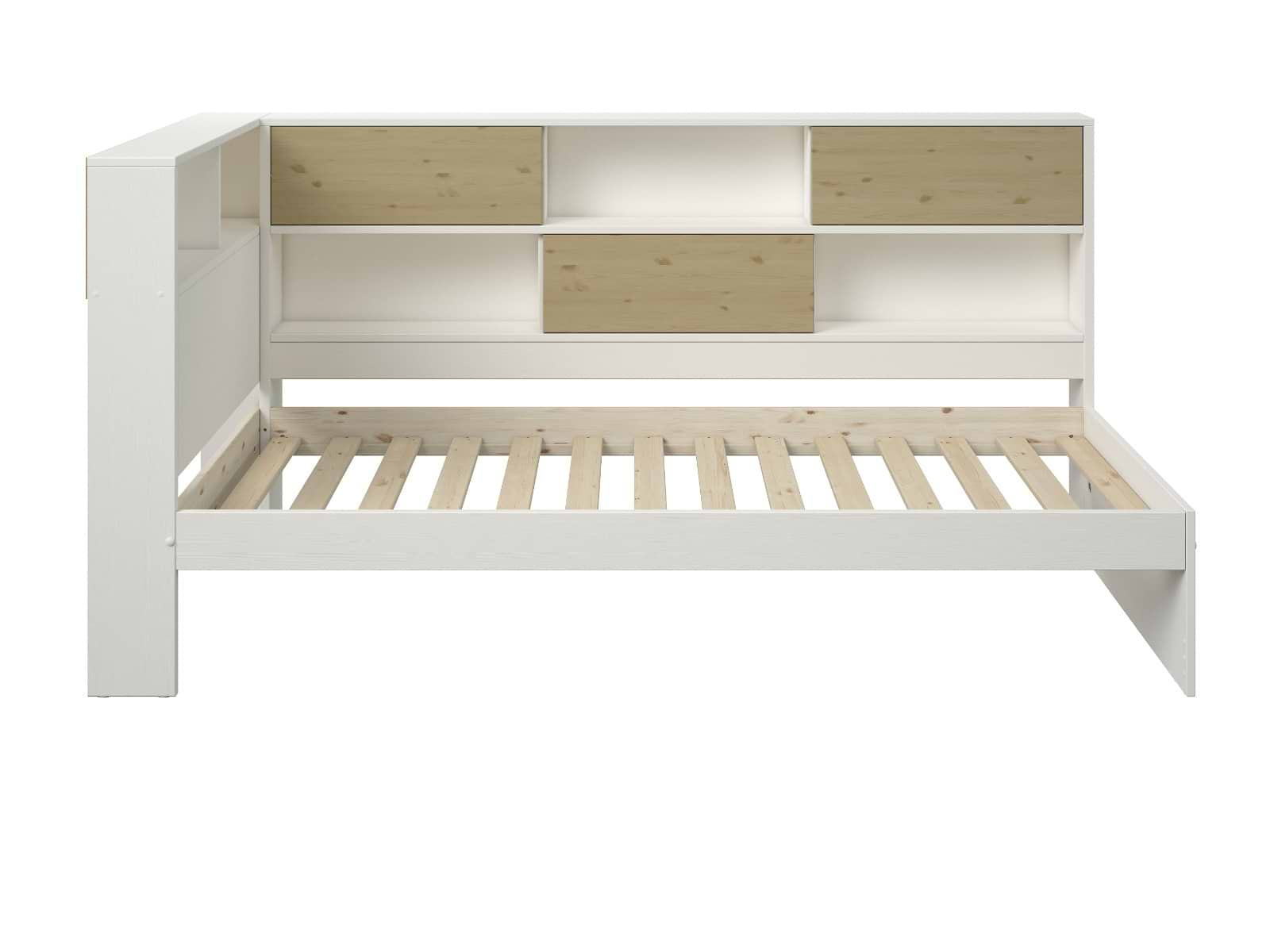 Noomi Jorgi Corner Storage Bed White And Oak FSC Certified