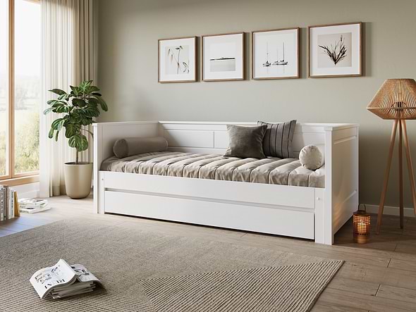 solid wood bed frame white