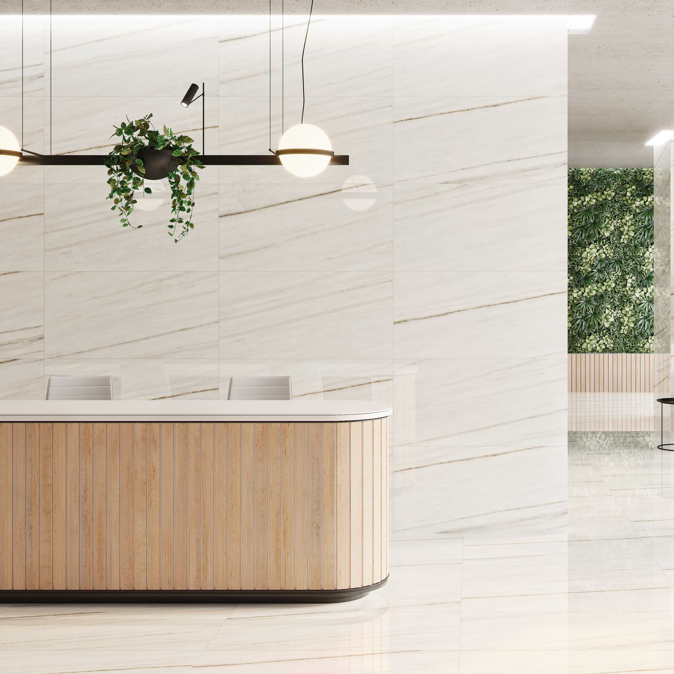 Flow White 24x48 Polished Porcelain Tile - USA Tile & Marble