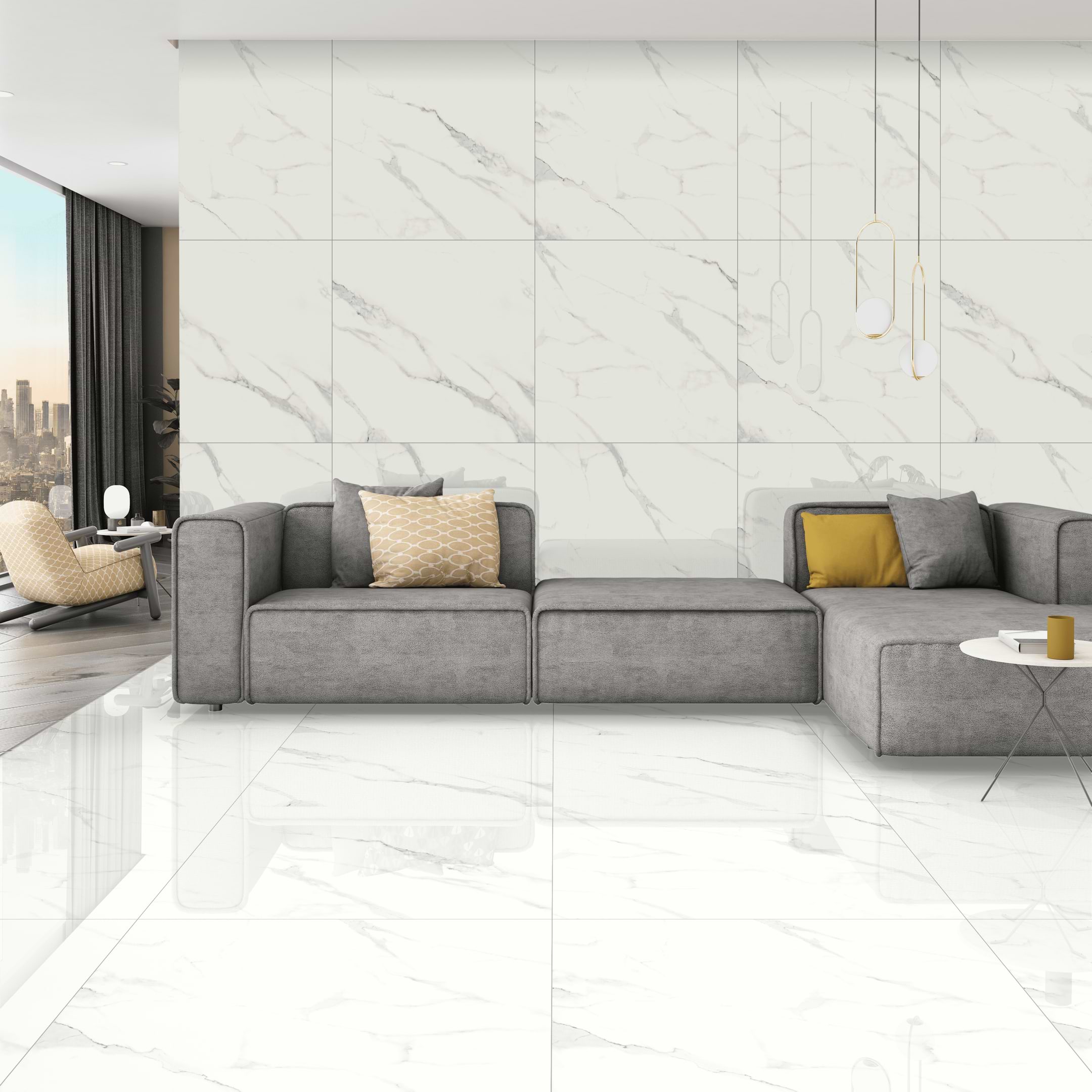 Calacatta Snow 32x32 Polished Porcelain Tile - USA Tile & Marble