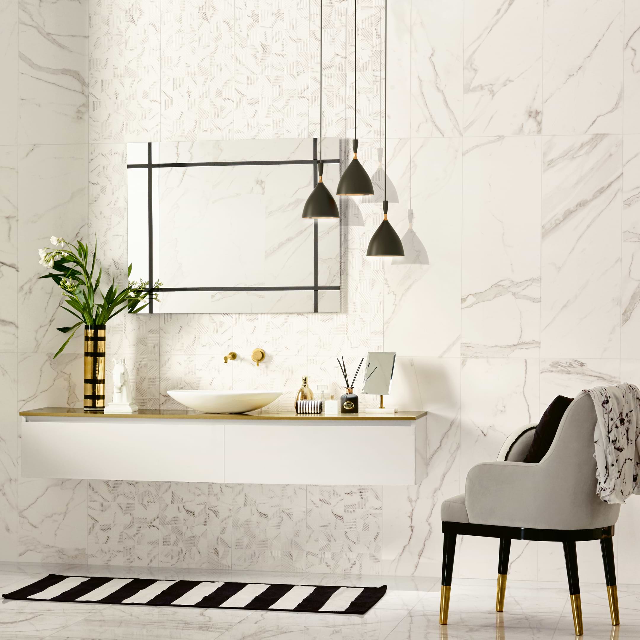 Precious Calacatta 14x40 Polished Ceramic Tile - USA Tile & Marble