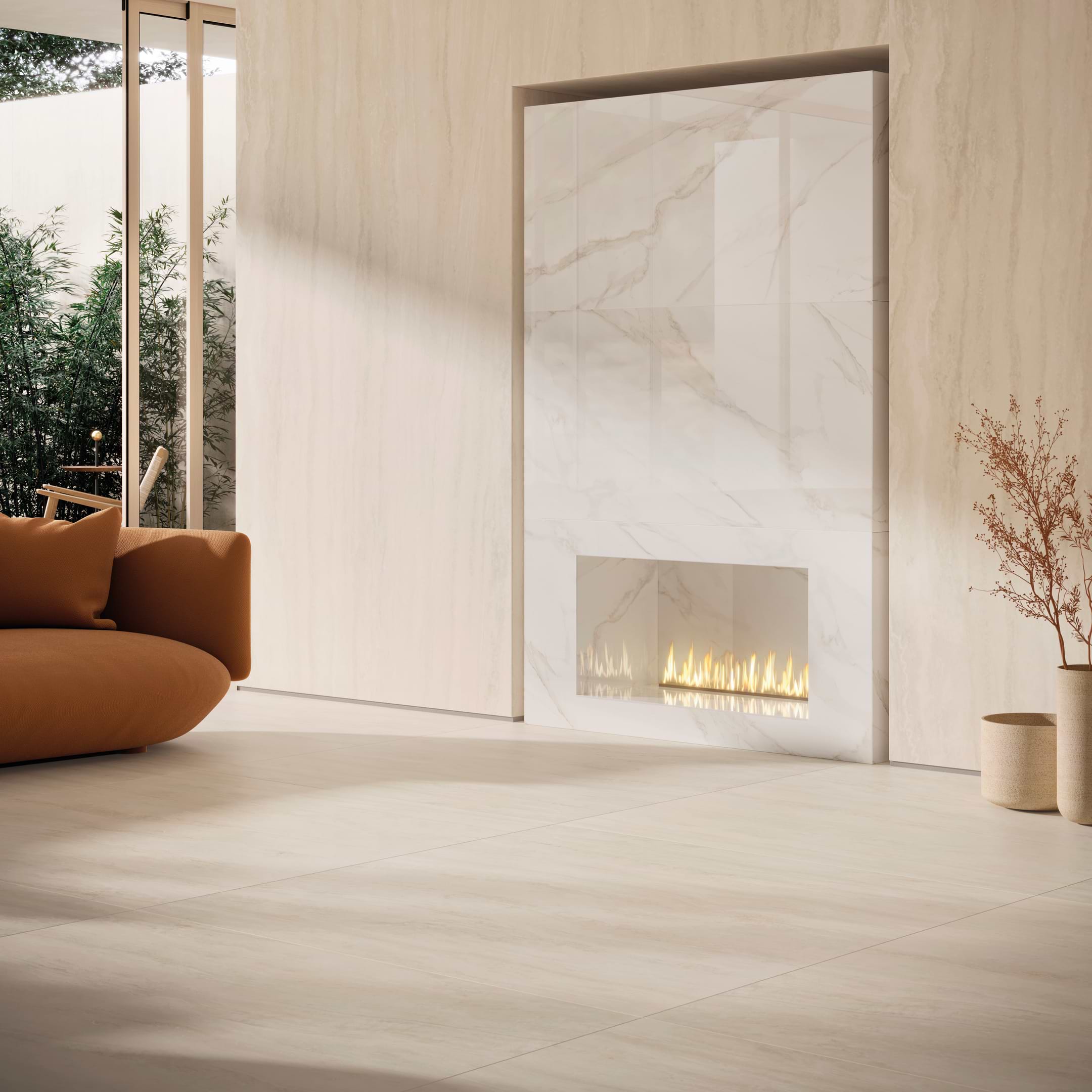 Travertino Navona Bianco 36x36 Matte Porcelain Tile - USA Tile & Marble