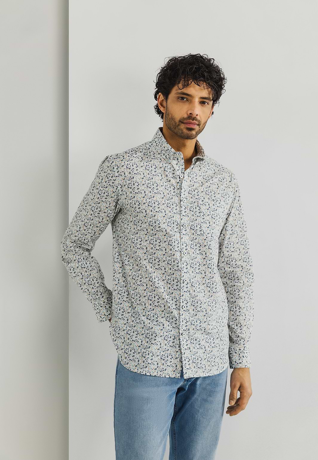 Poplin overhemd met botanische print