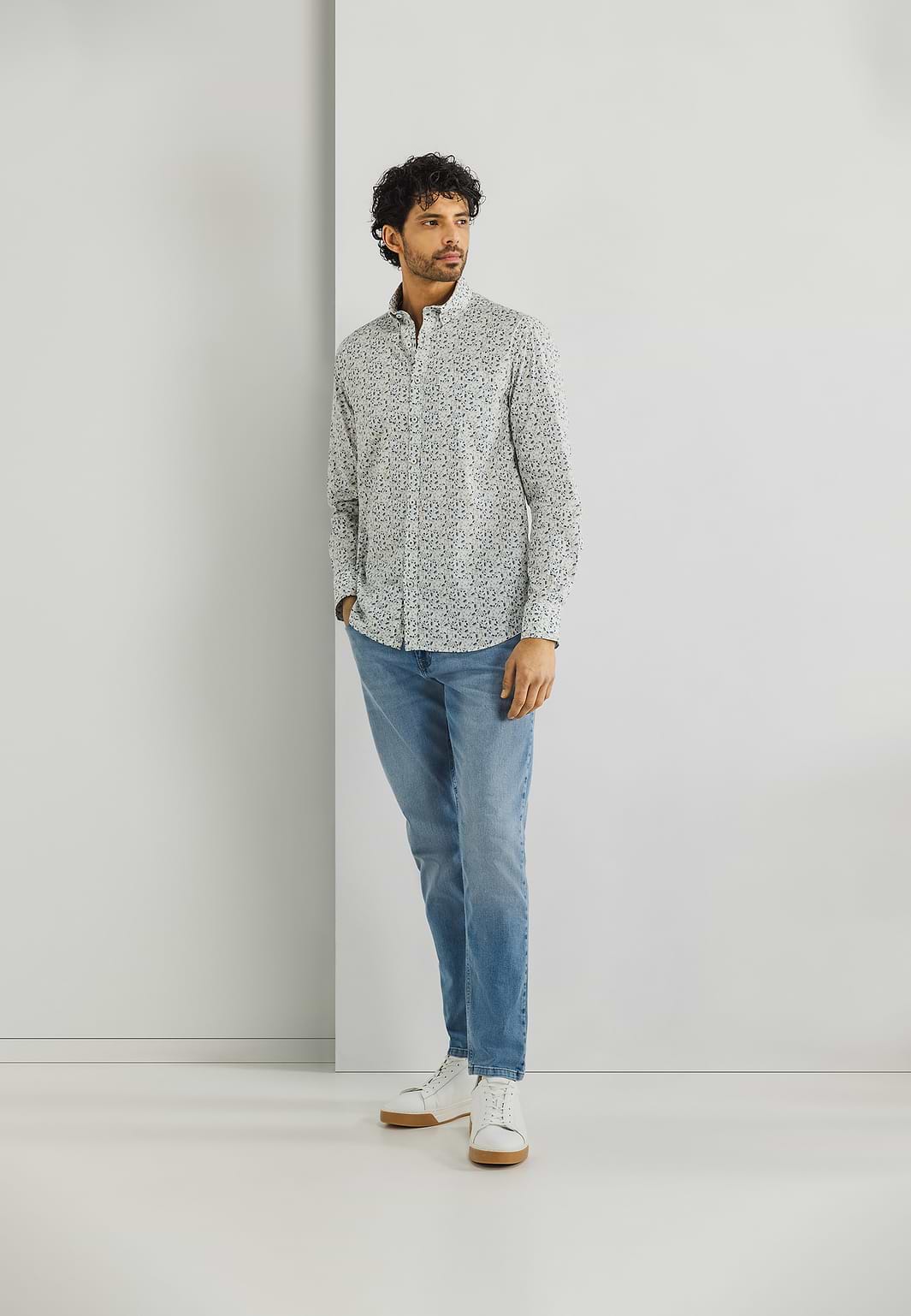 Poplin overhemd met botanische print