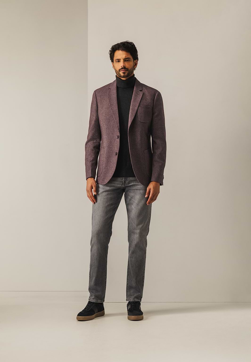 Half-lined blazer with mélange pattern