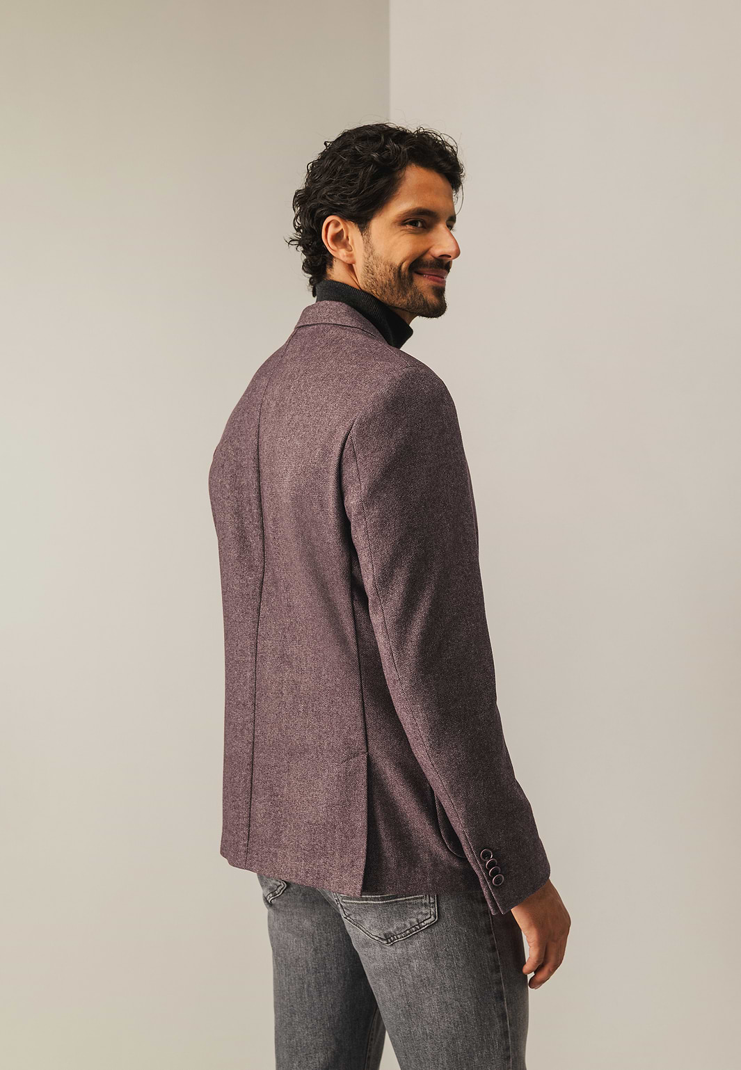 Half-lined blazer with mélange pattern