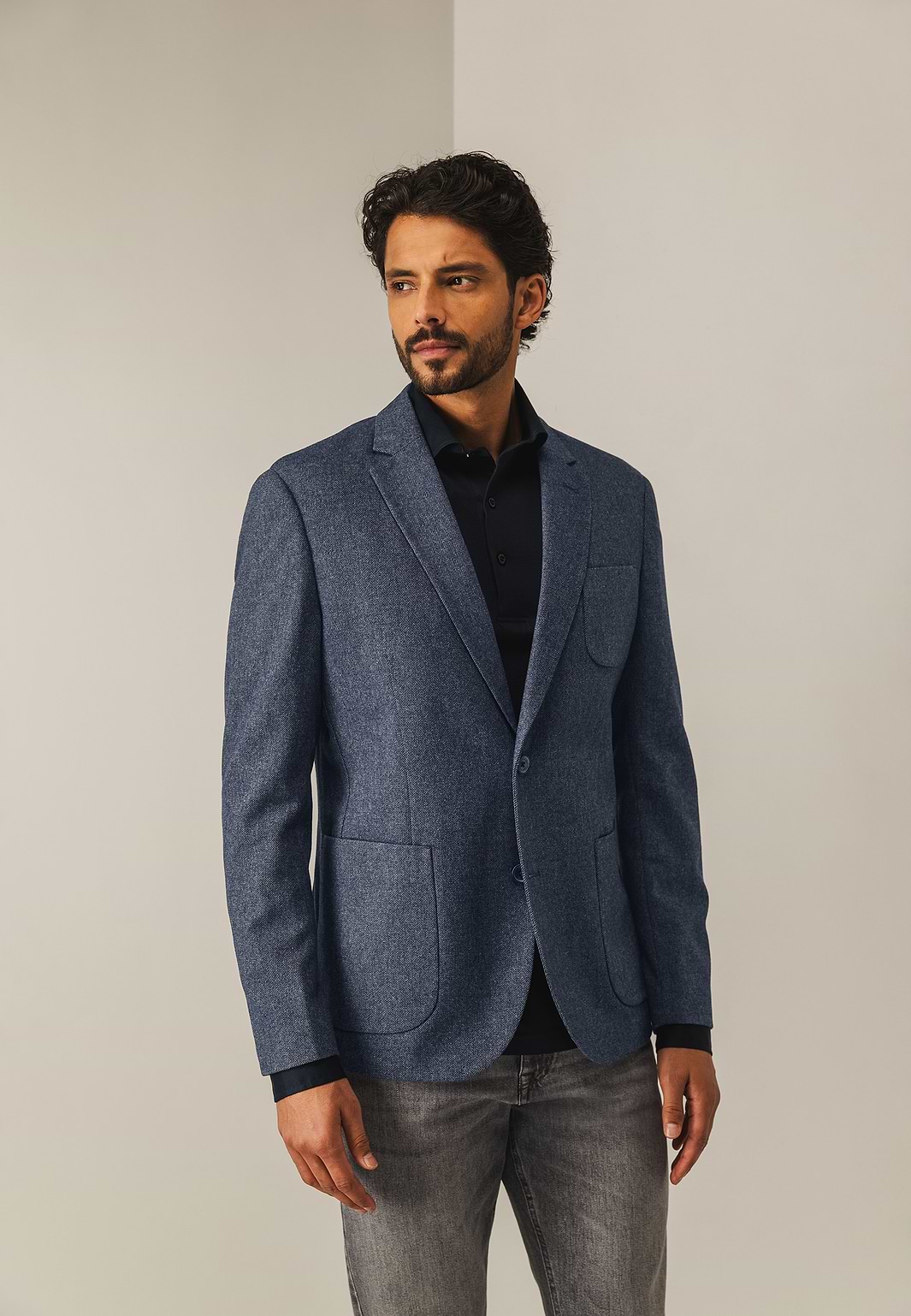 Half-lined blazer with mélange pattern