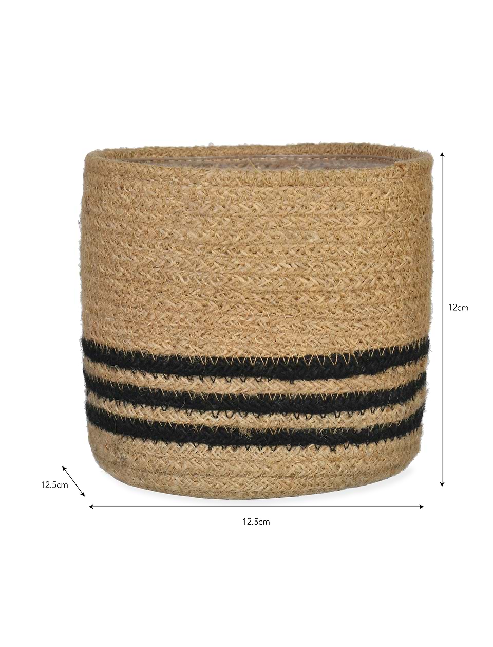 Jute Striped Pot 12.5cm - Black & Natural | Garden Trading