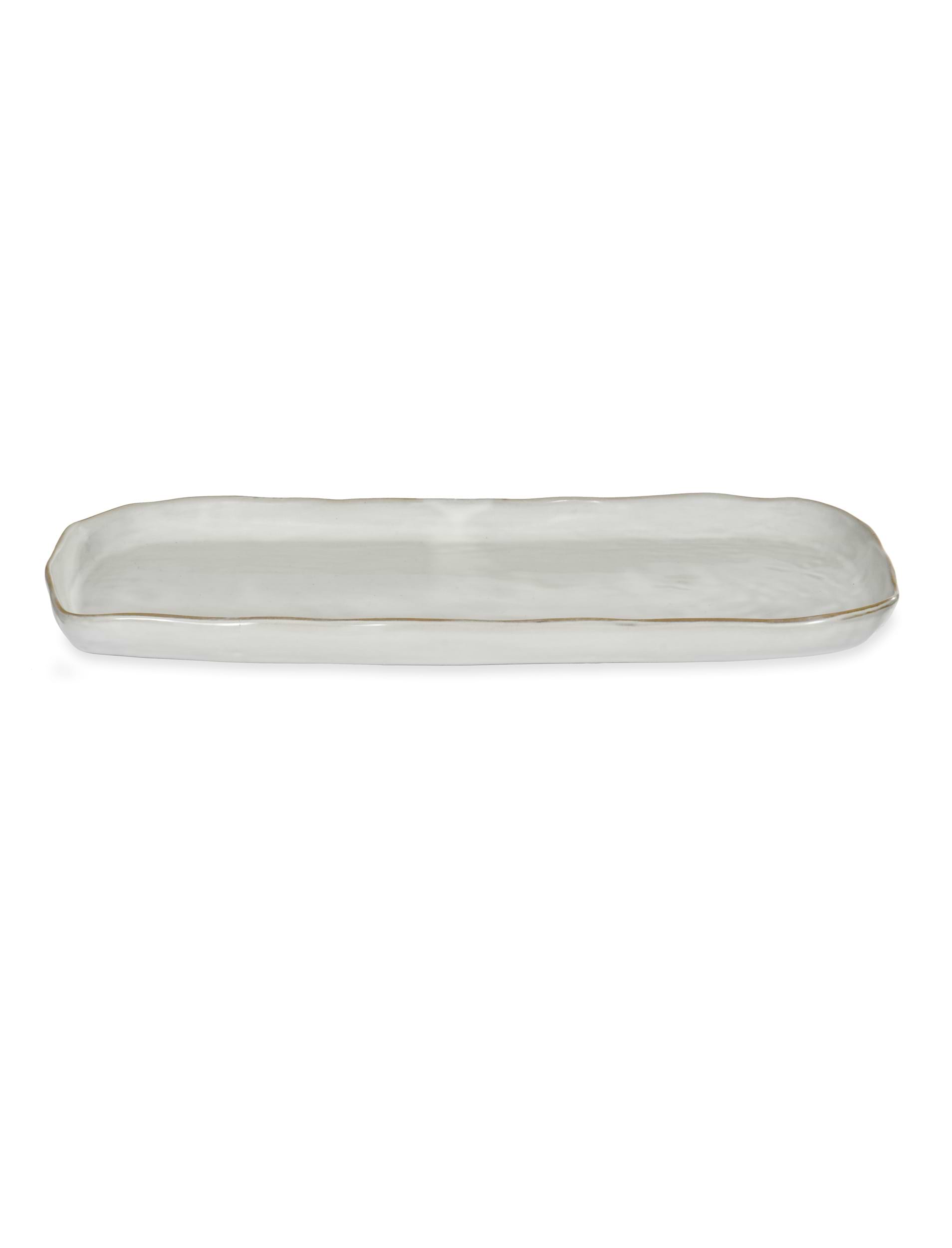 Ithaca Serving Tray - Stoneware, White | Garden Trading