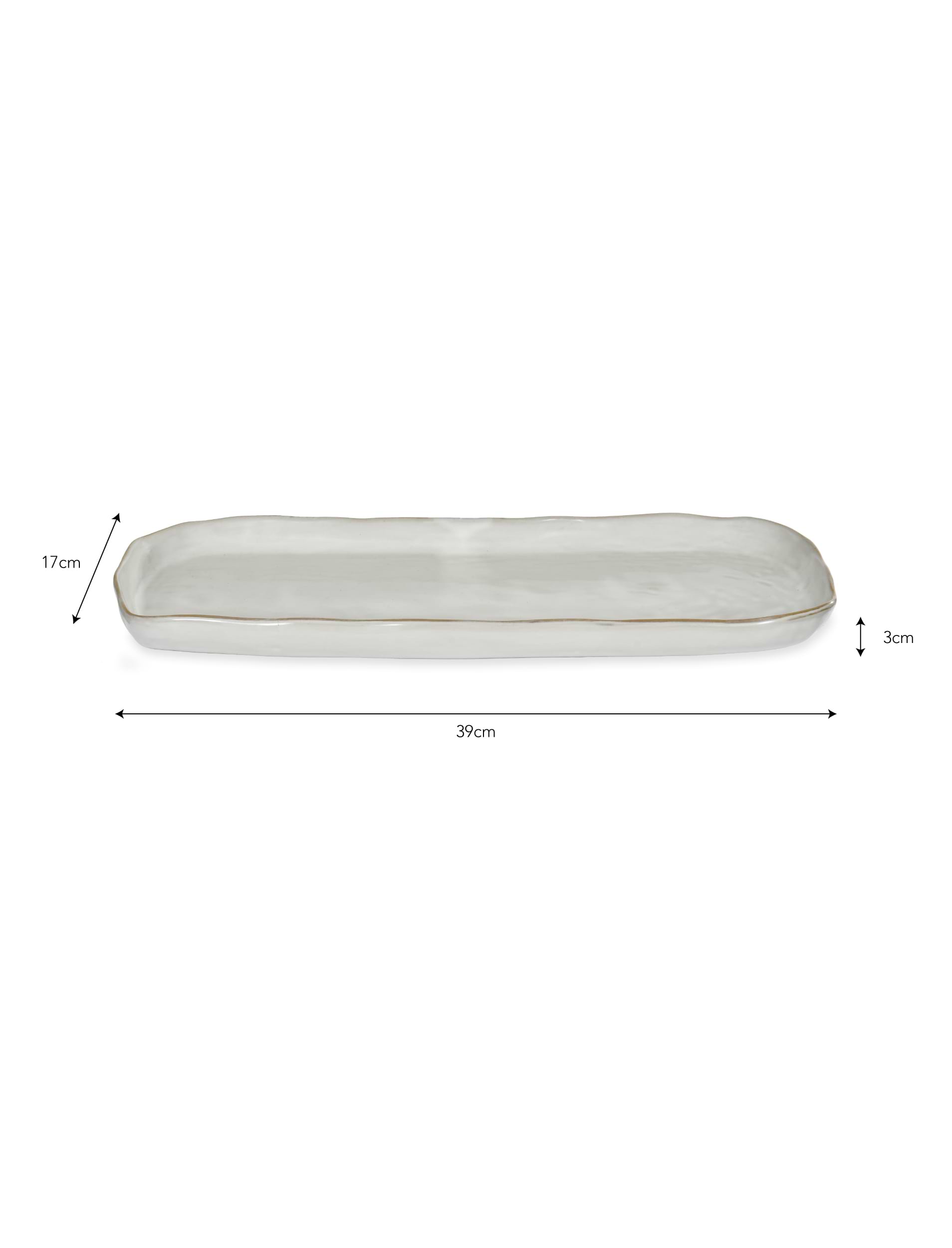 Ithaca Serving Tray White - Ceramic, Chalk | Garden Trading