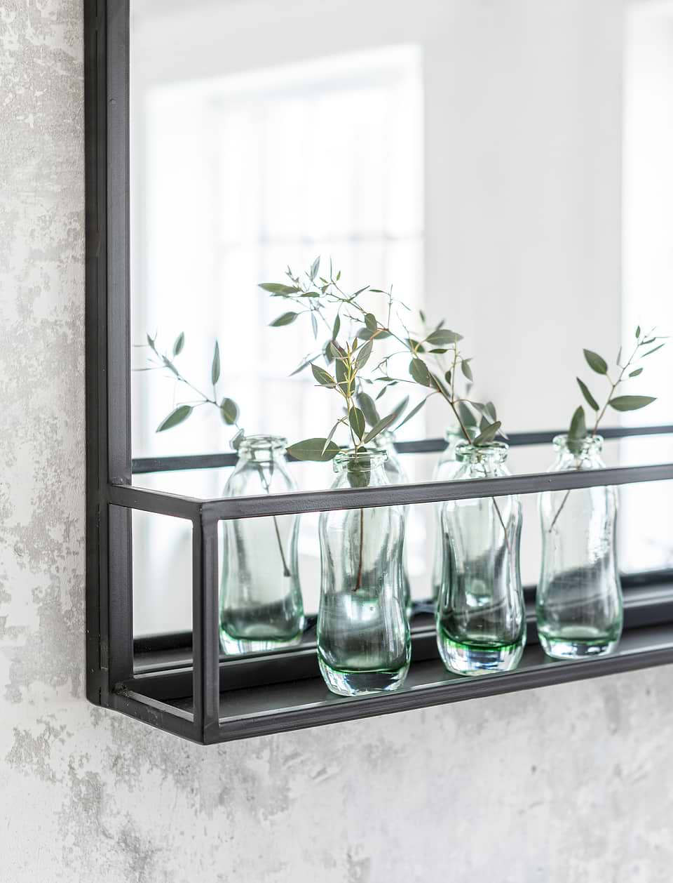 Sapperton Mirror With Shelf 60x1000cm - Iron, Black