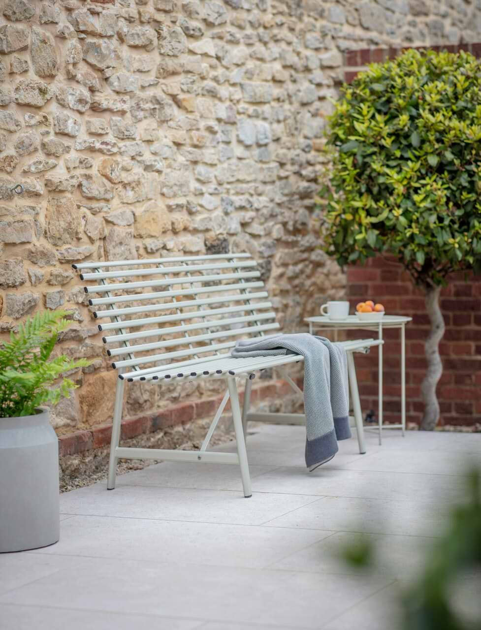 Richmond Bench - Powder Coated Steel, Clay | Garden Trading