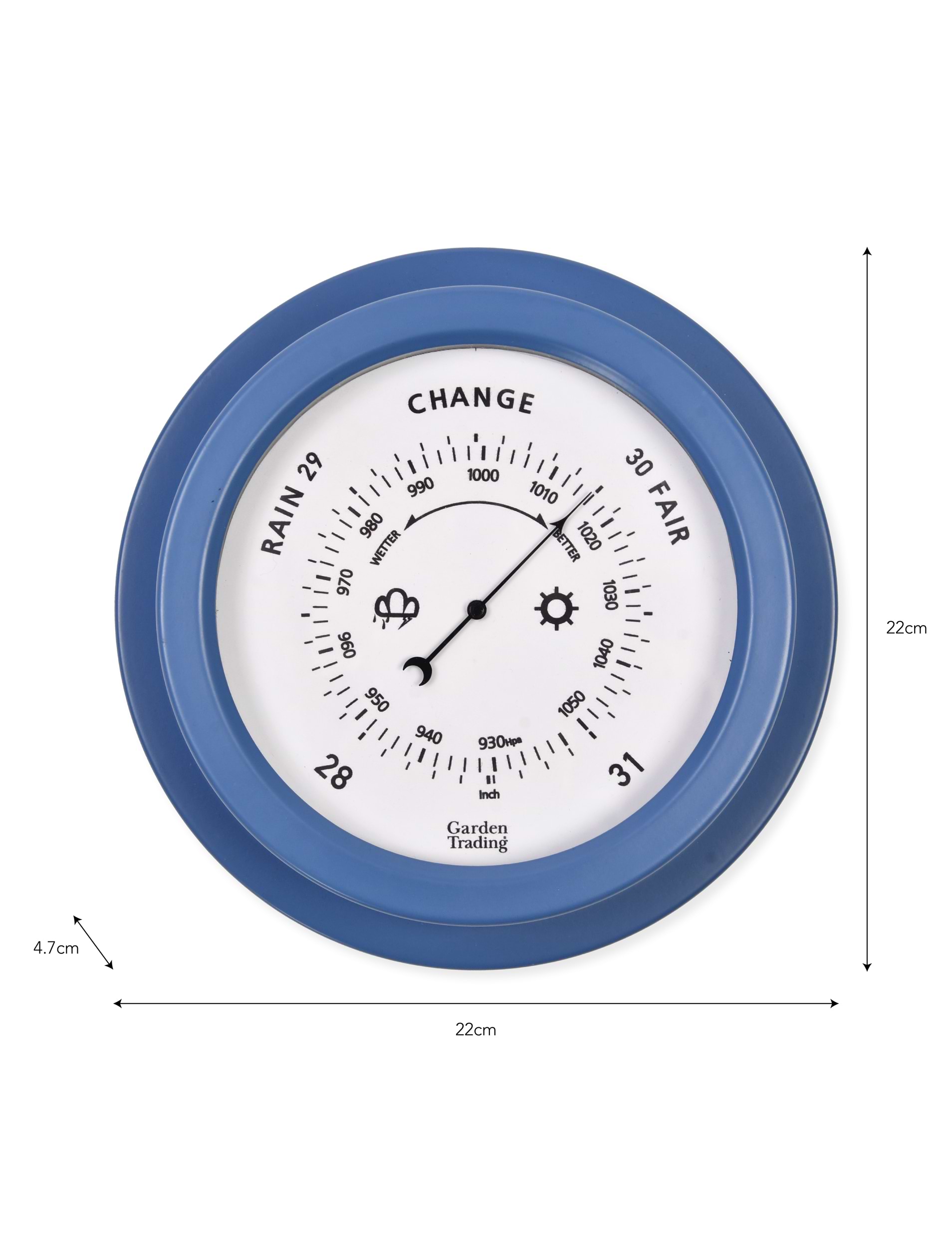 Tenby Barometer - Steel, Cove Blue | Garden Trading