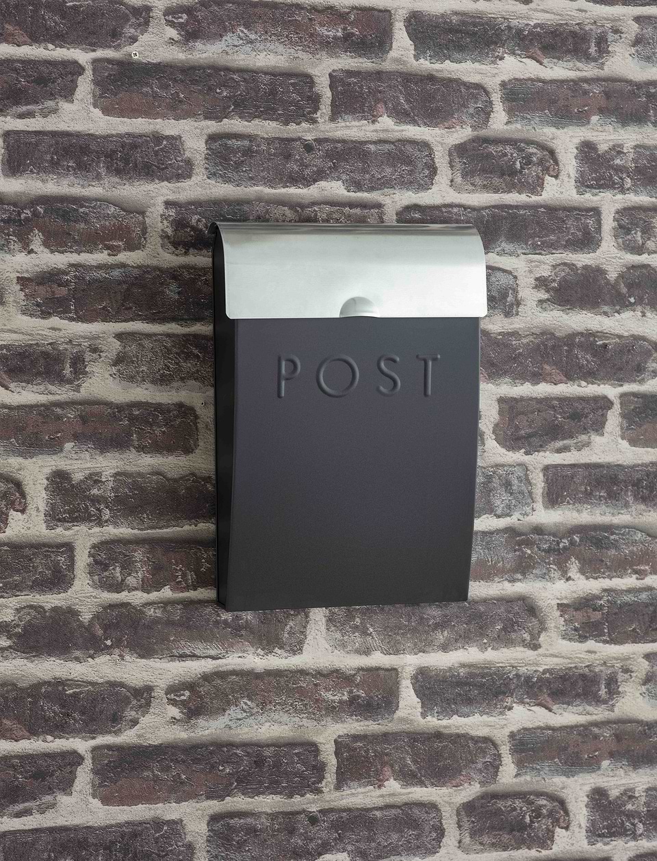 Classic Post Box With Lock - Powder Coated Steel, Carbon
