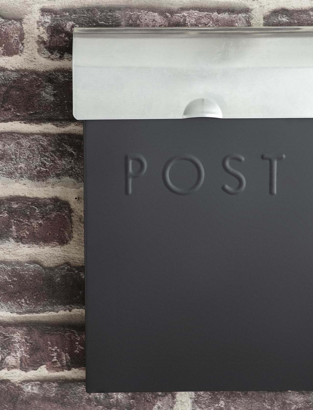 Classic Post Box With Lock - Powder Coated Steel, Carbon