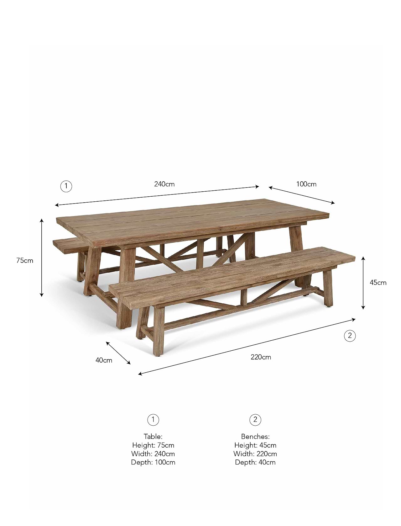 dining room table bench width