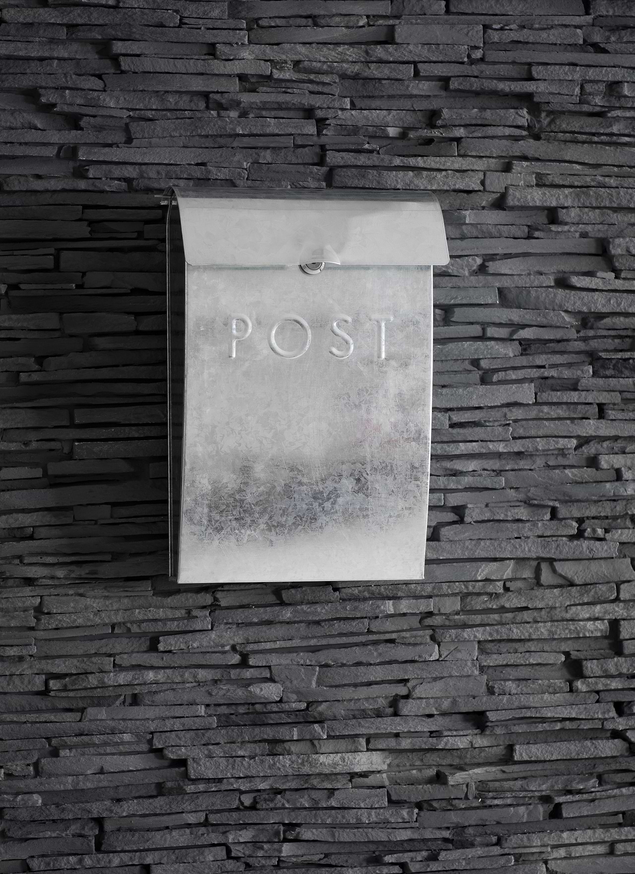 Classic Post Box With Lock - Galvanised Steel, Silver