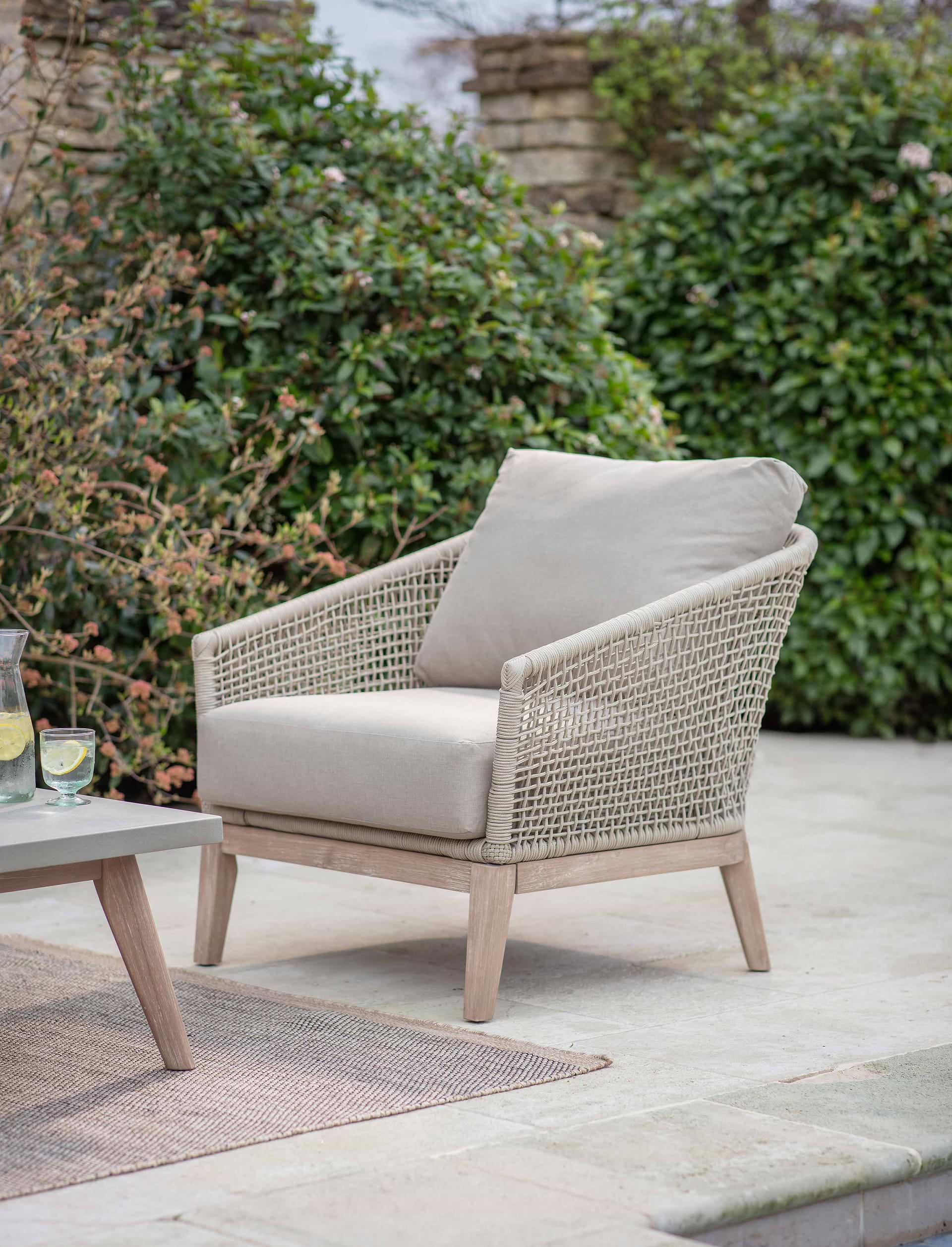 Lynton Armchair - Acacia Wood, Grey | Garden Trading