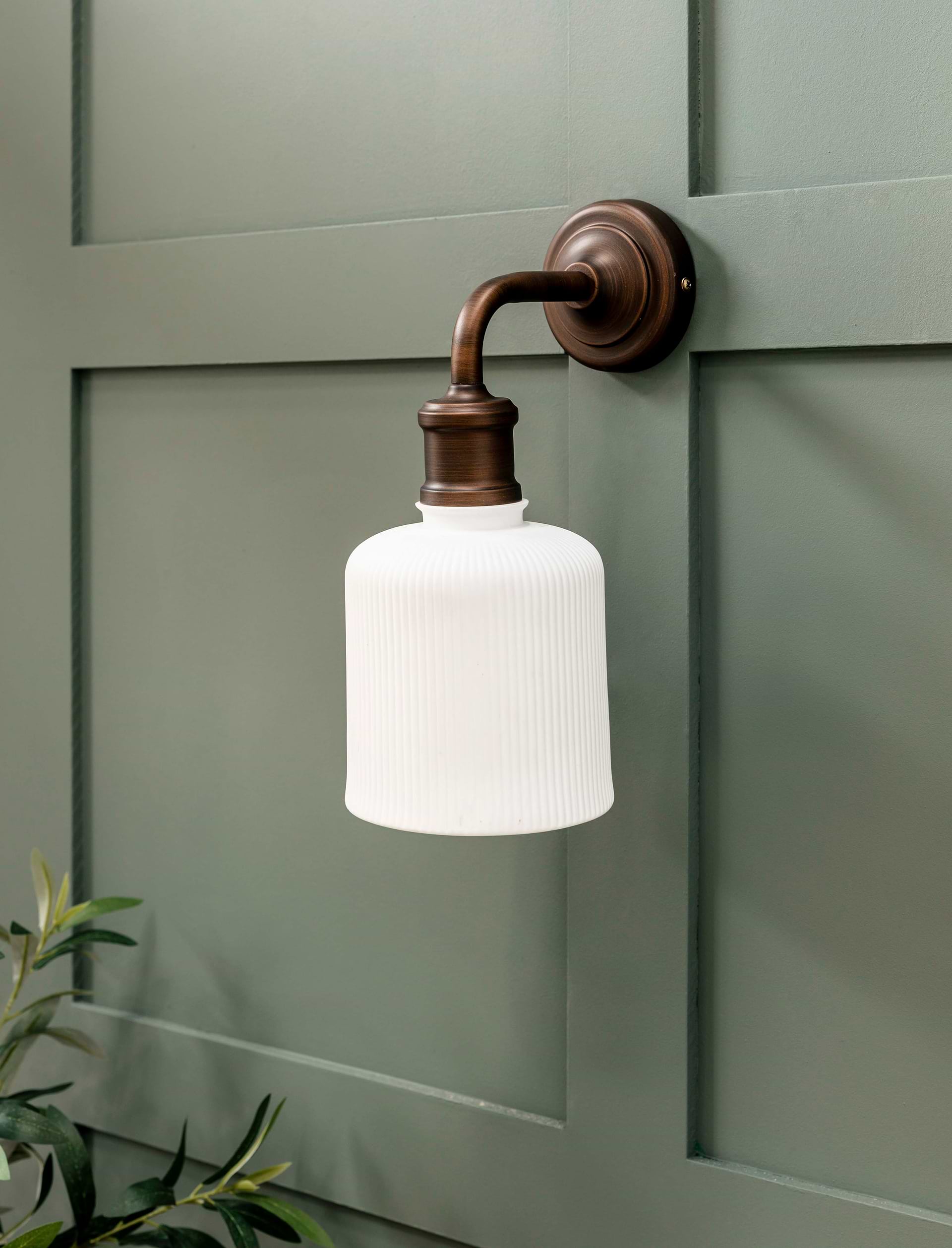 Beaulieu Fluted Cylinder Wall Light Antique Bronze - Ceramic