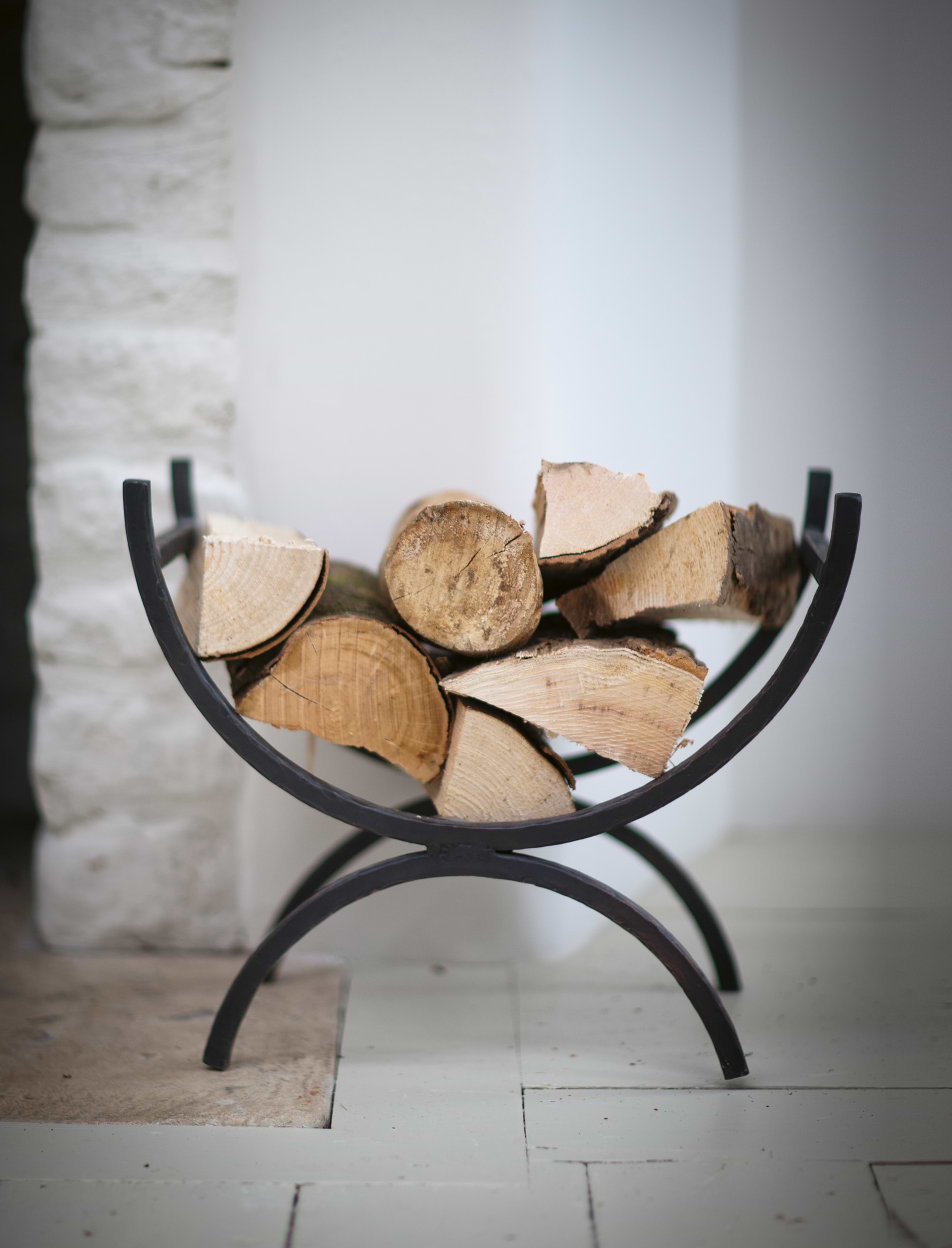 Classic Log Holder - Wrought Iron, Black, Small