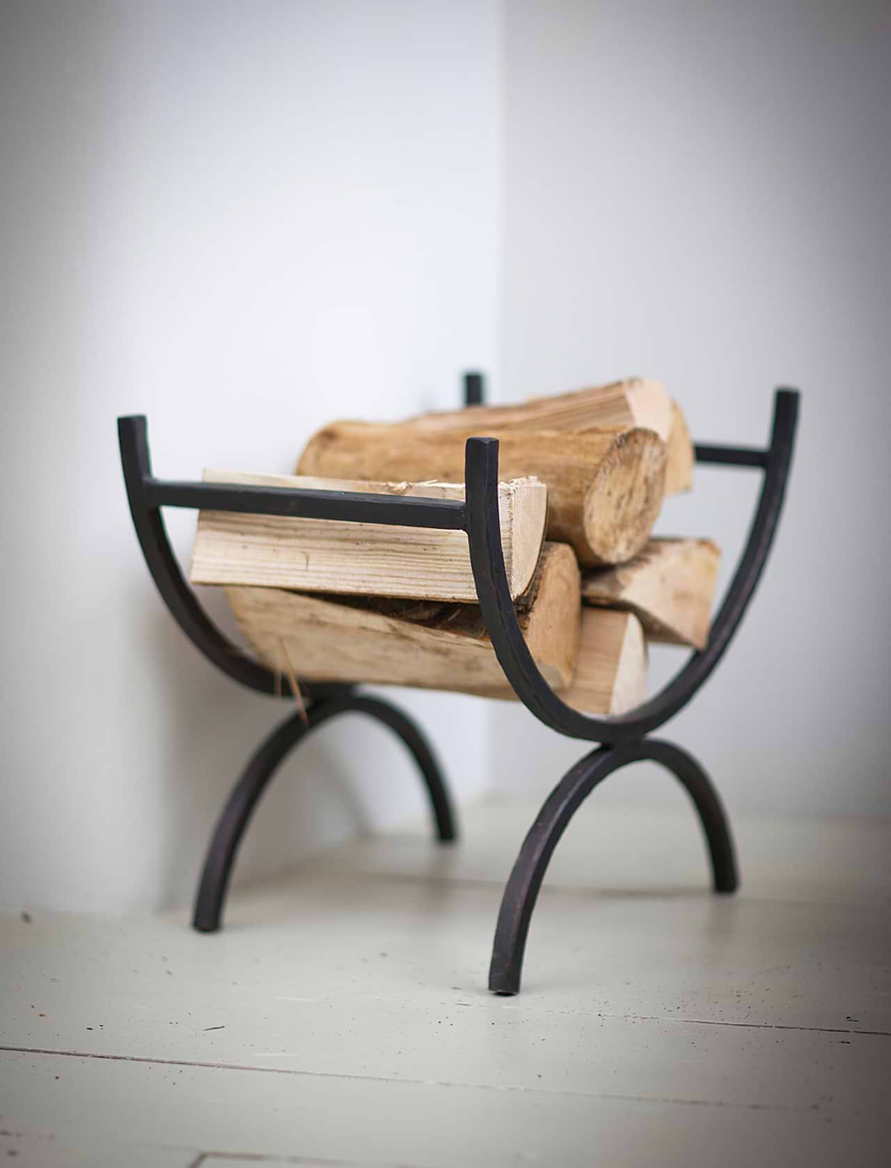 Classic Log Holder - Wrought Iron, Black, Small