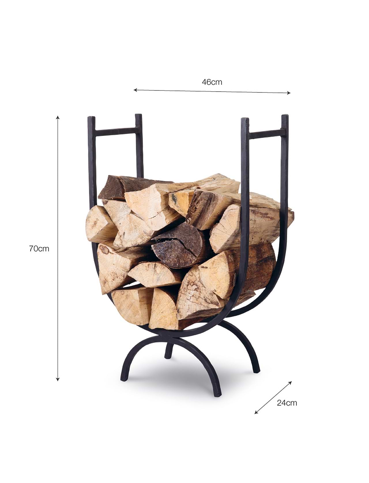 Classic Log Holder - Wrought Iron, Black, Large