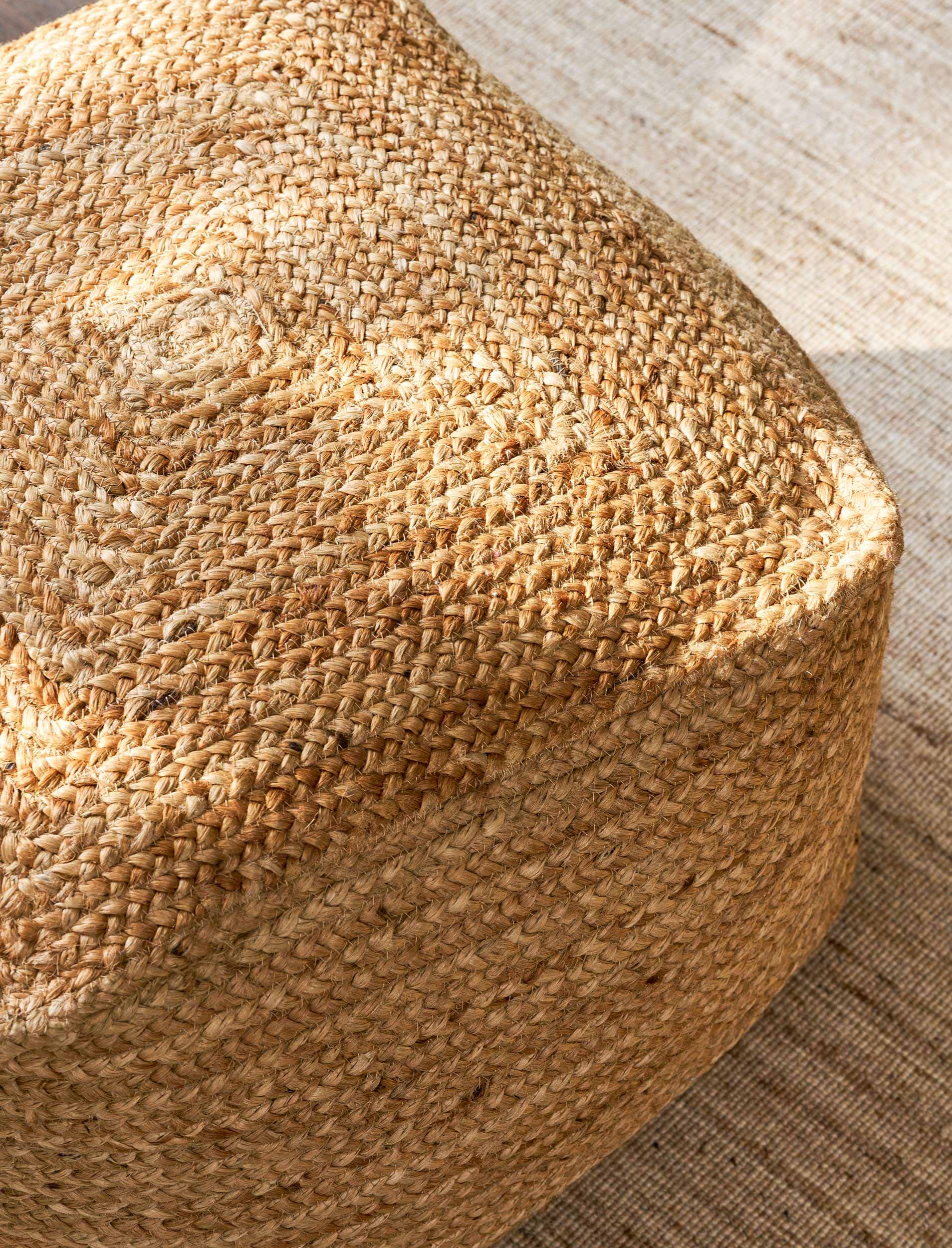 Cerney Jute Square Foot Stool Natural | Garden Trading