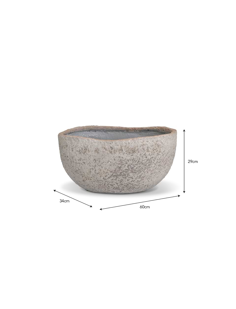 Cranford Planter Oval 60cm - Ficonstone, Grey, Medium