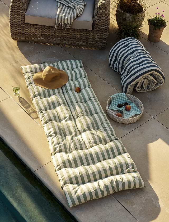 Harlton Roll Out Cushion Wide Stripe - Cotton, Rosemary