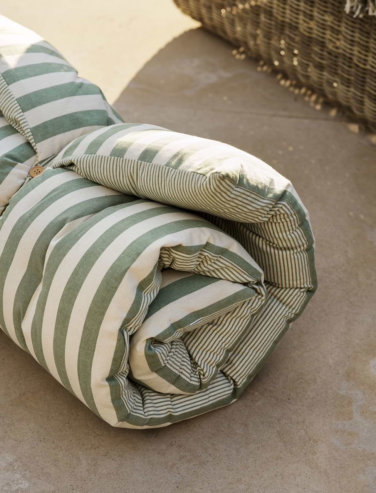 Harlton Roll Out Cushion Wide Stripe - Cotton, Rosemary