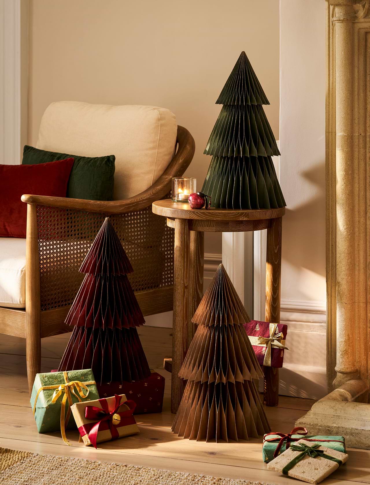 Maddox Christmas Tree - Cotton Paper, Rosemary & Gold, Large
