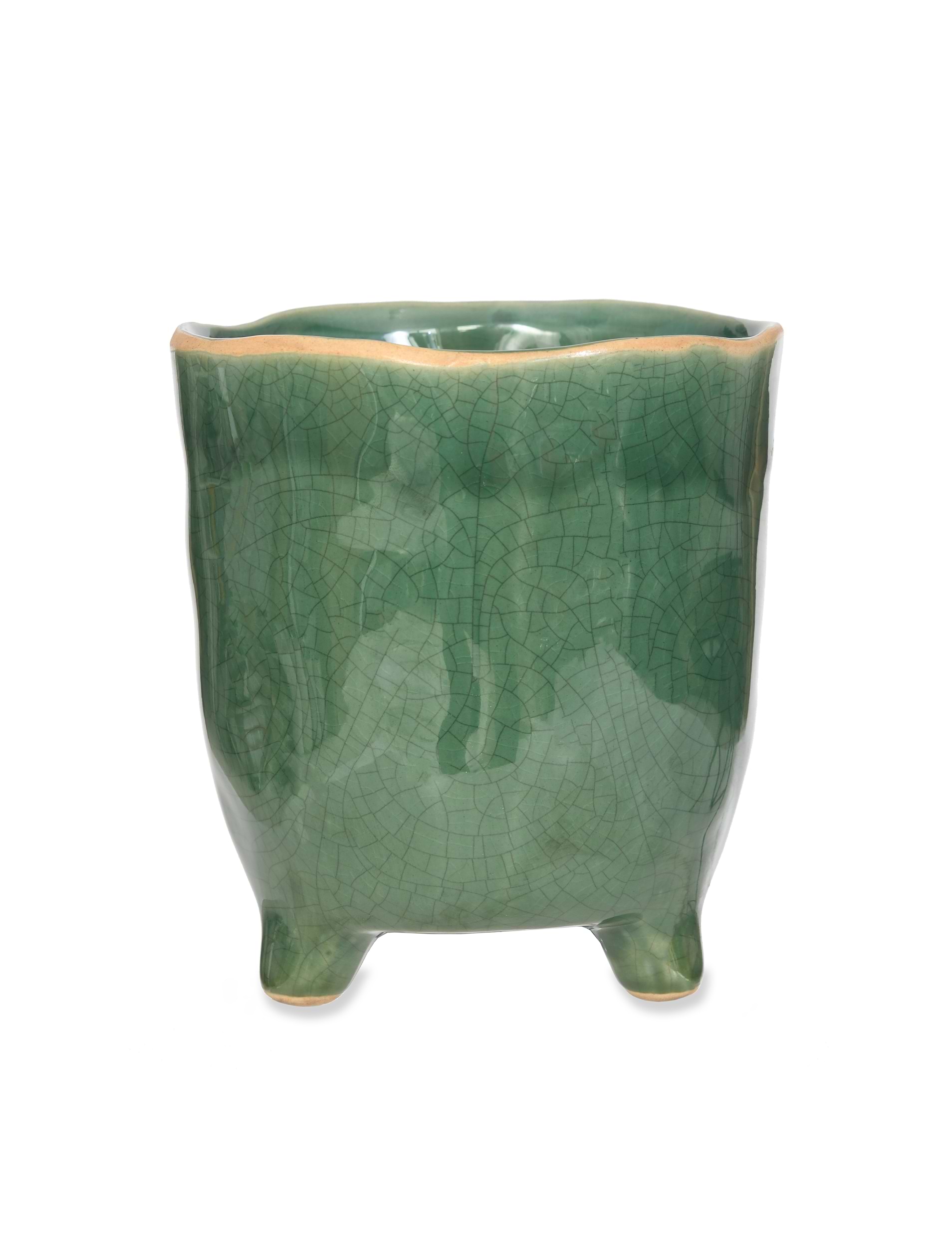 Positano Pot 13.5cm - Ceramic, Forest Green | Garden Trading