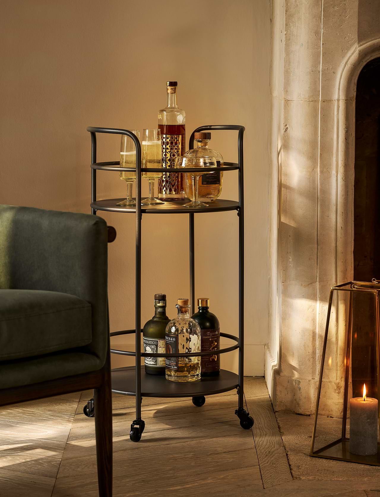 Rive Droite Drinks Trolley Carbon | Garden Trading